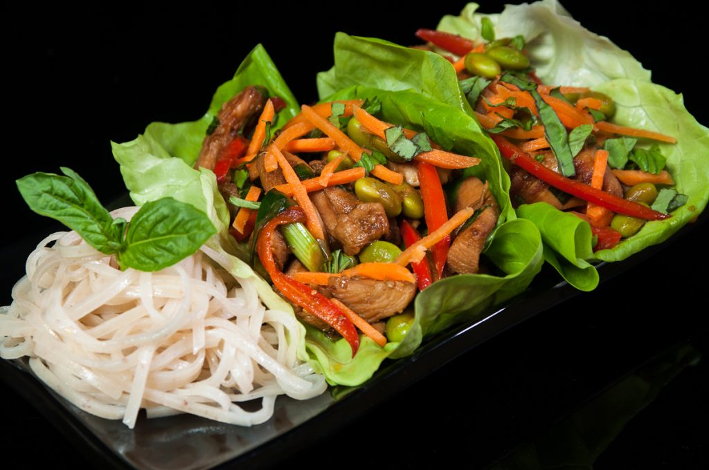 Asian Lettuce Wraps with Red Pepper, Edamame and Chicken ...